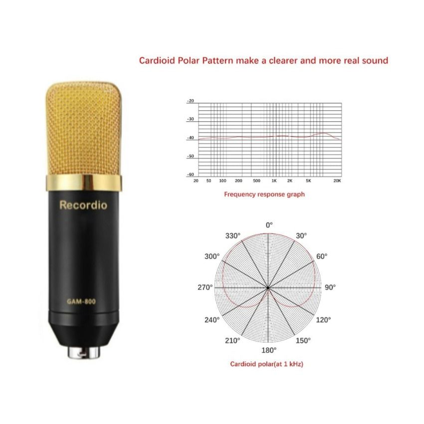 Professional condenser microphone BM 800 + Microphone stand + new V9 ...