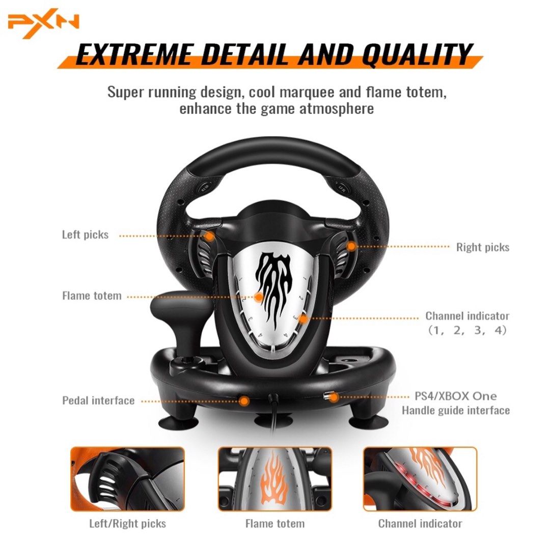 PXN V3 PRO Version 2 Racing Game Steering Wheel V3ii Racing Simulator ...