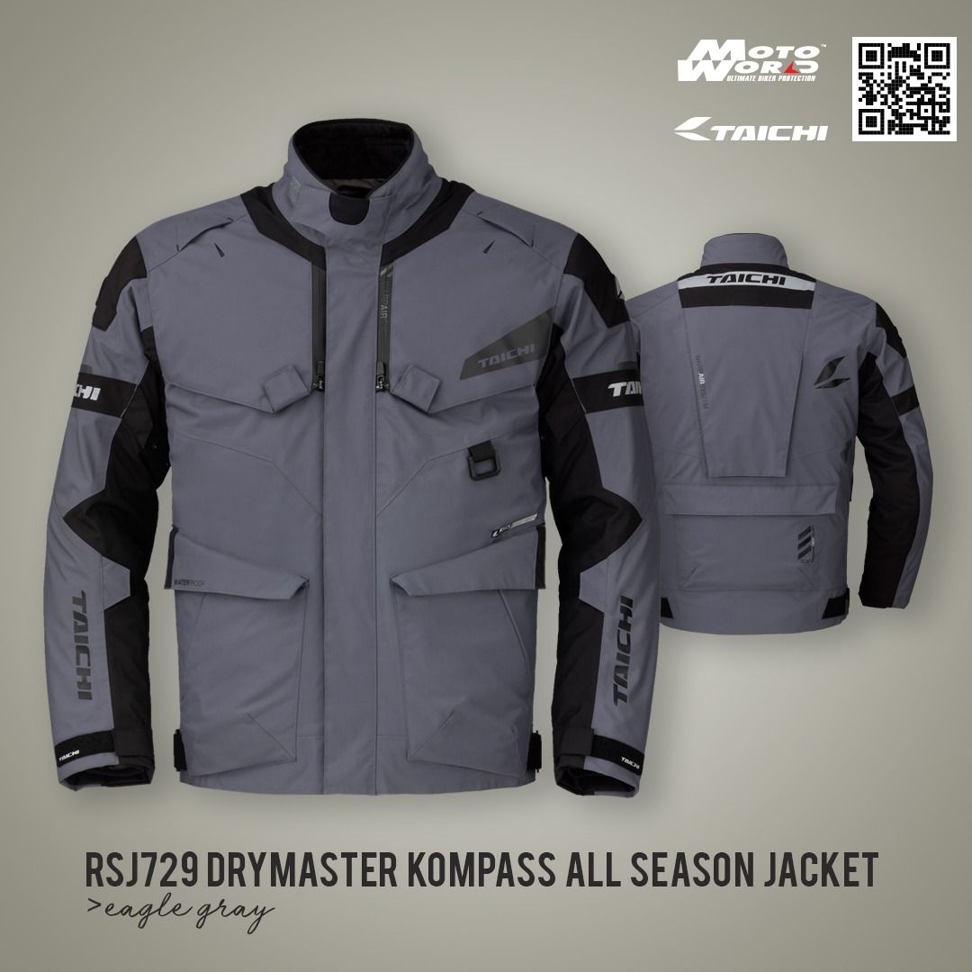 RS Taichi RSJ729 Drymaster Kompass All Season Motorcycle Jacket ADV Waterproof Touring ...