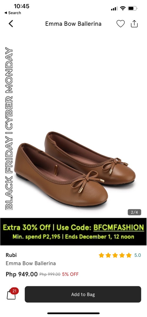 Rubi Cotton On brown ballet flats with bow, Women's Fashion, Footwear ...