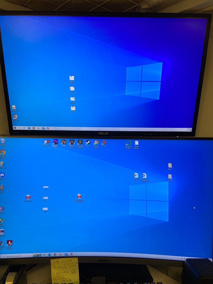 齊說明書同單 Samsung 27” 曲mon 加 24“ asus mon 連mon架 monitor, 電腦＆科技, 桌上電腦 ...