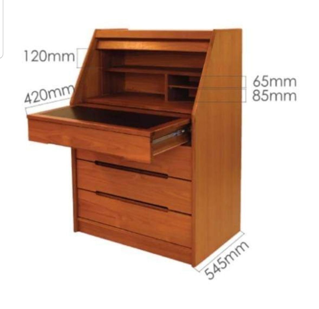 Scanteak study table with dresser mirror and drawer cabinets, Furniture ...