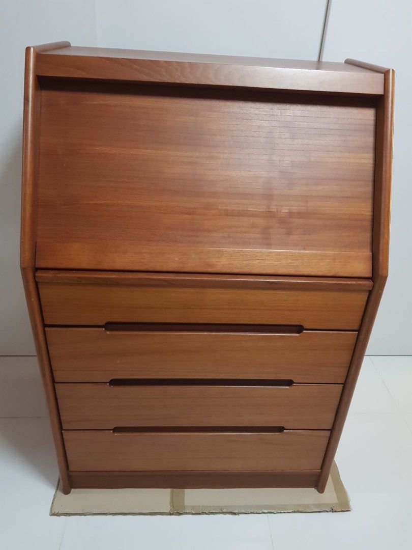 Scanteak study table with dresser mirror and drawer cabinets, Furniture ...