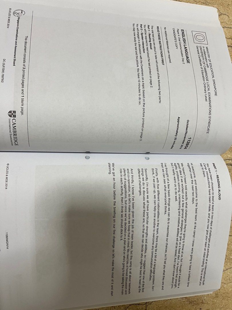 SUPERB GCE O-Levels English Oral reading aloud & spoken interaction ...