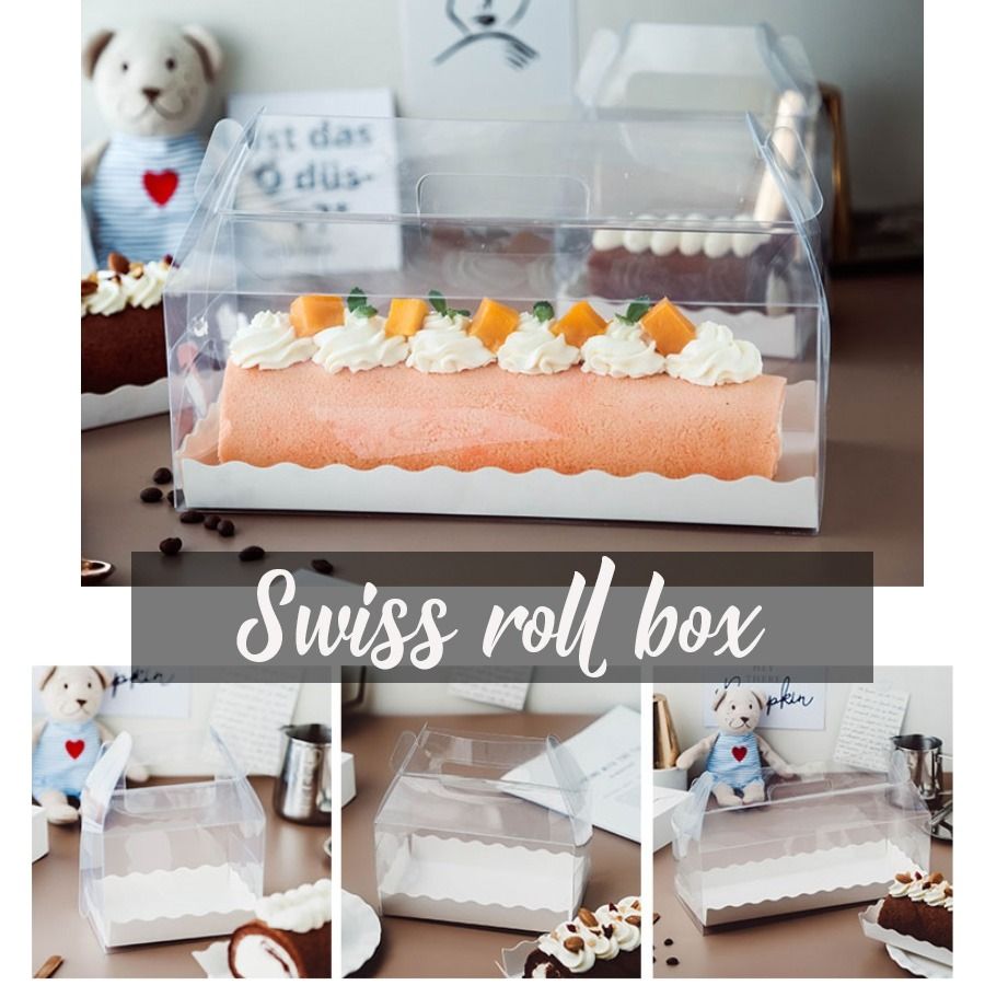 swiss roll box - long cake packaging box roll cake transparent box log ...
