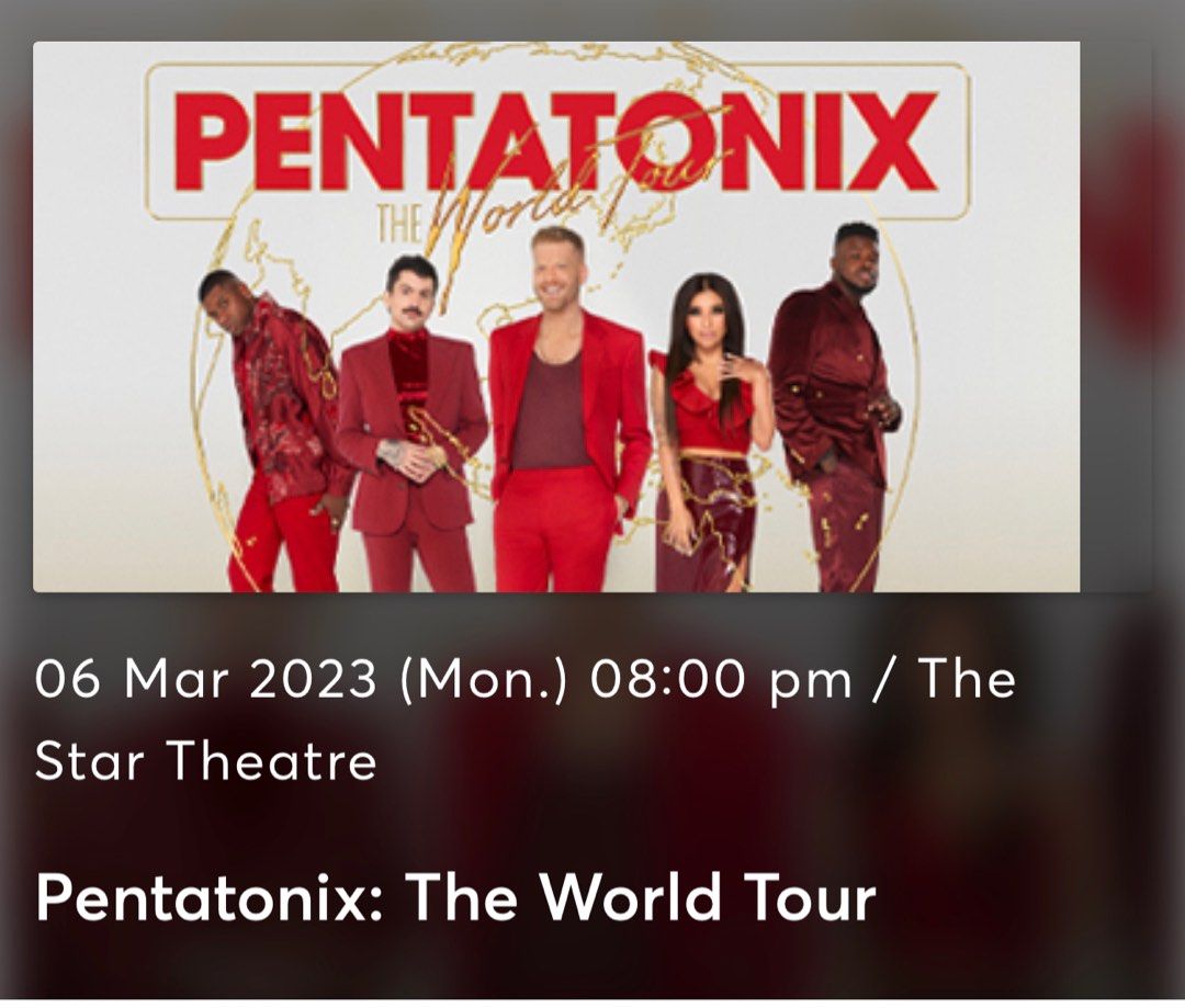 WTS Pentatonix World Tour 2023 (Cat 1 ), Tickets & Vouchers, Event ...