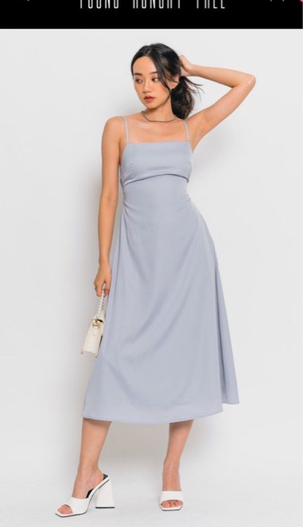 YHF MATERIAL GIRL MIDI IN ICE BLUE, Women's Fashion, Dresses & Sets ...