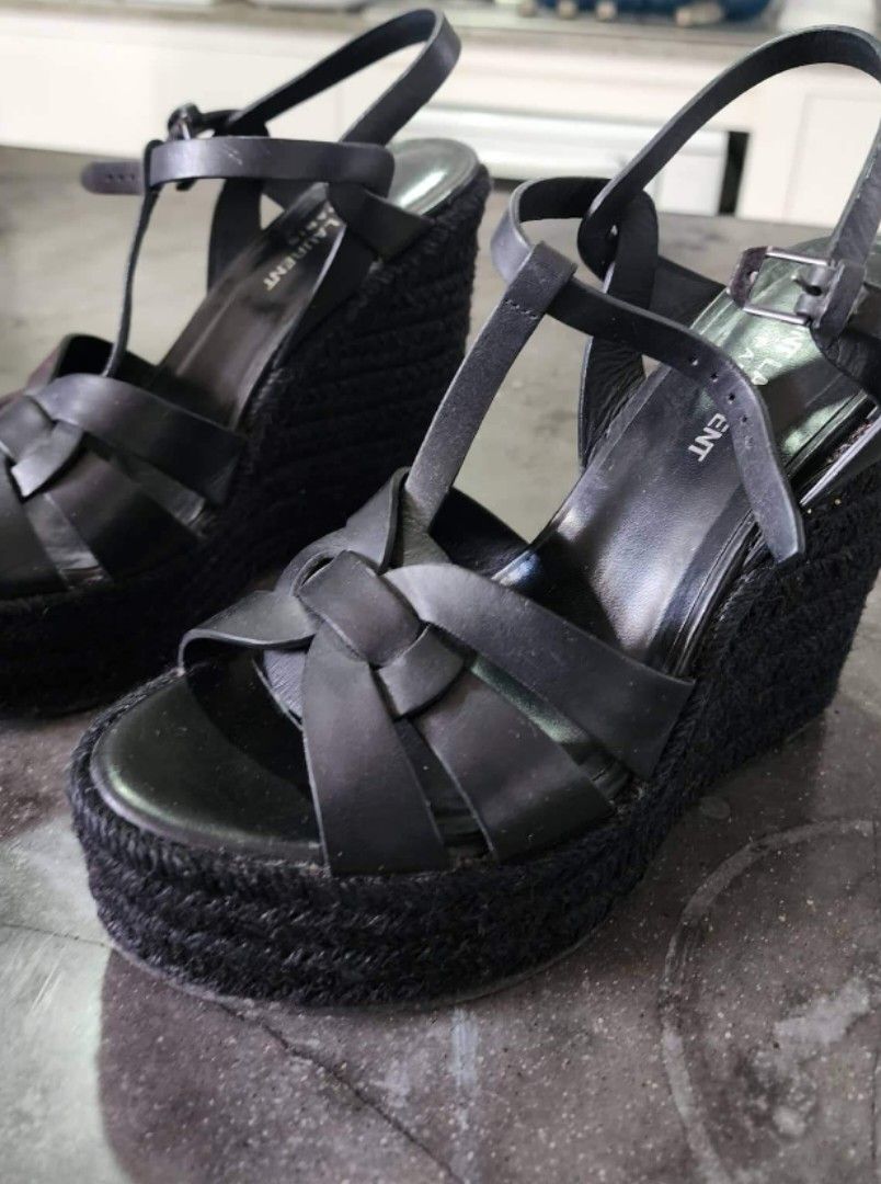 YSL Tribute espadrille wedge sandals, Luxury, Sneakers & Footwear on ...