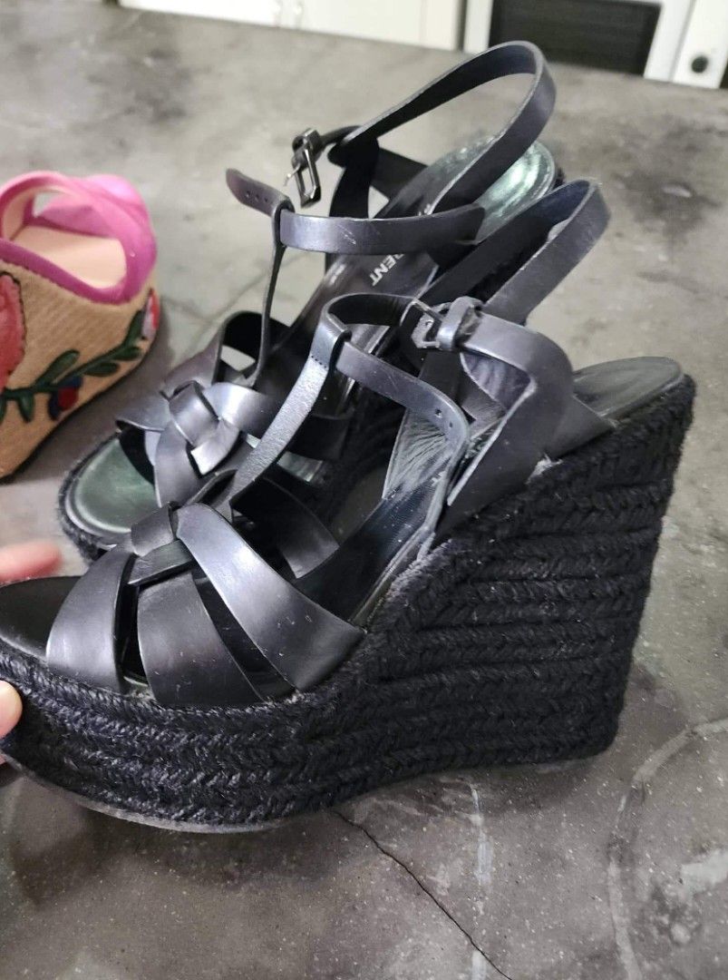 YSL Tribute espadrille wedge sandals, Luxury, Sneakers & Footwear on ...