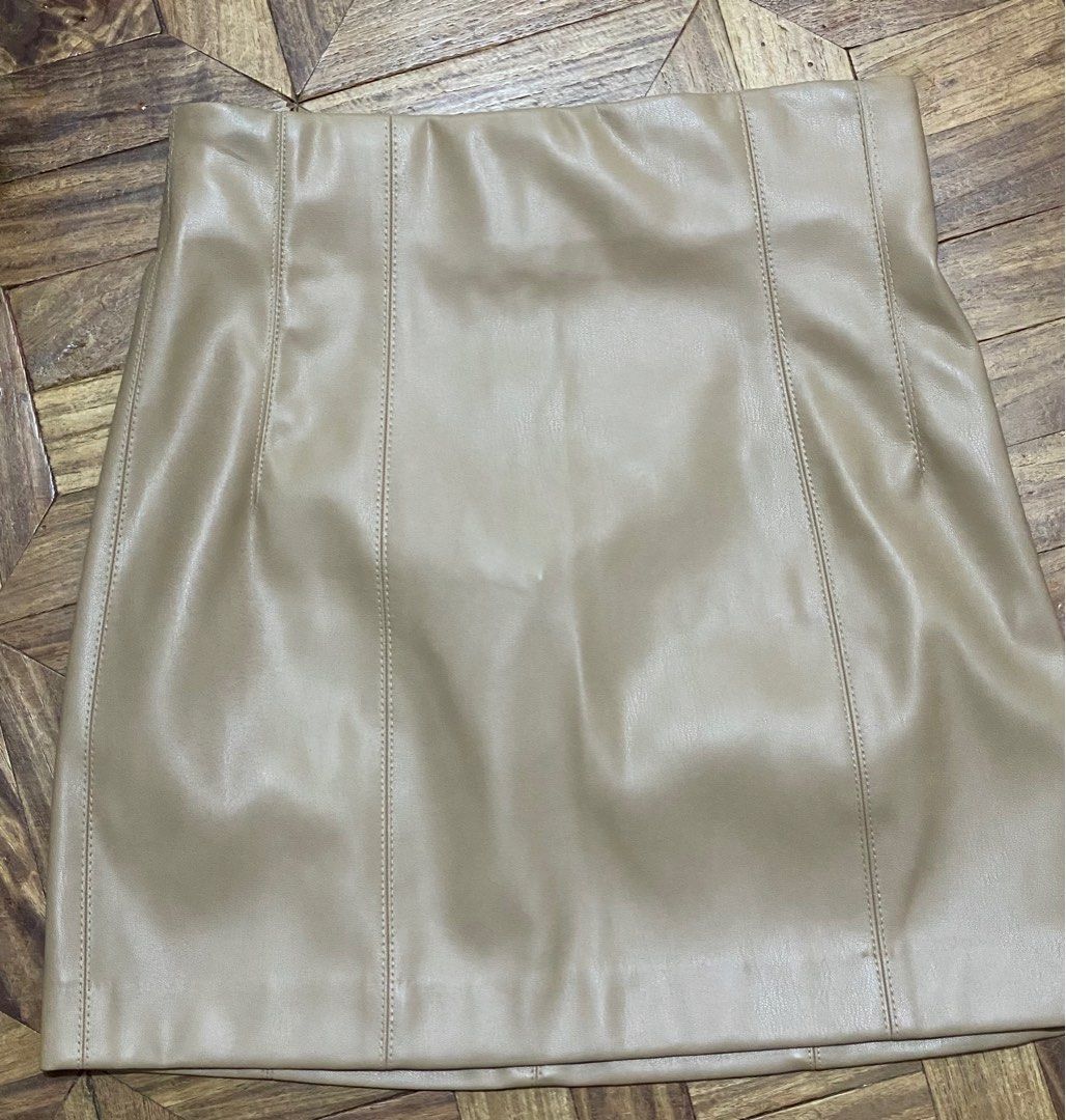 ZARA BROWN LEATHER SKIRT, Women's Fashion, Bottoms, Skirts on Carousell