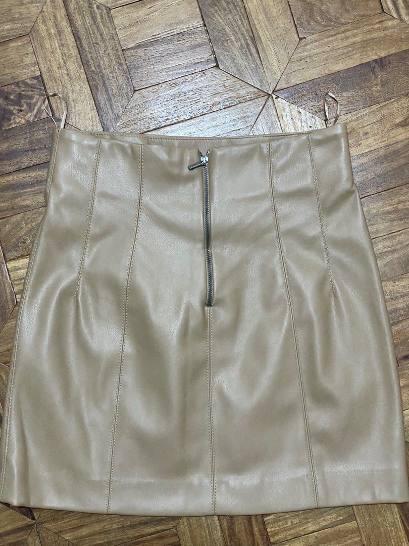 ZARA BROWN LEATHER SKIRT, Women's Fashion, Bottoms, Skirts on Carousell