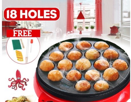 18 Hole Takoyaki Grill Pan Electric Octopus Ball Maker Stove Cooking ...