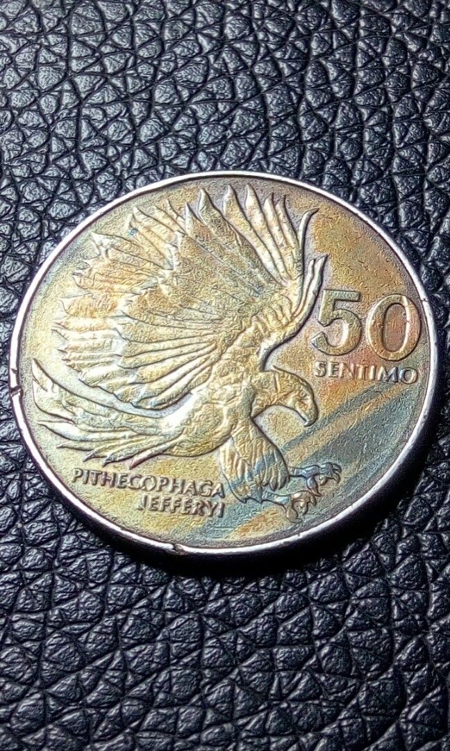 1990 50 sentimo Marelo H. Del Pilar toned coin, Hobbies & Toys ...