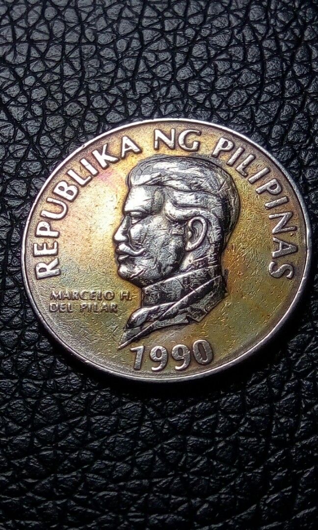 1990 50 sentimo Marelo H. Del Pilar toned coin, Hobbies & Toys ...