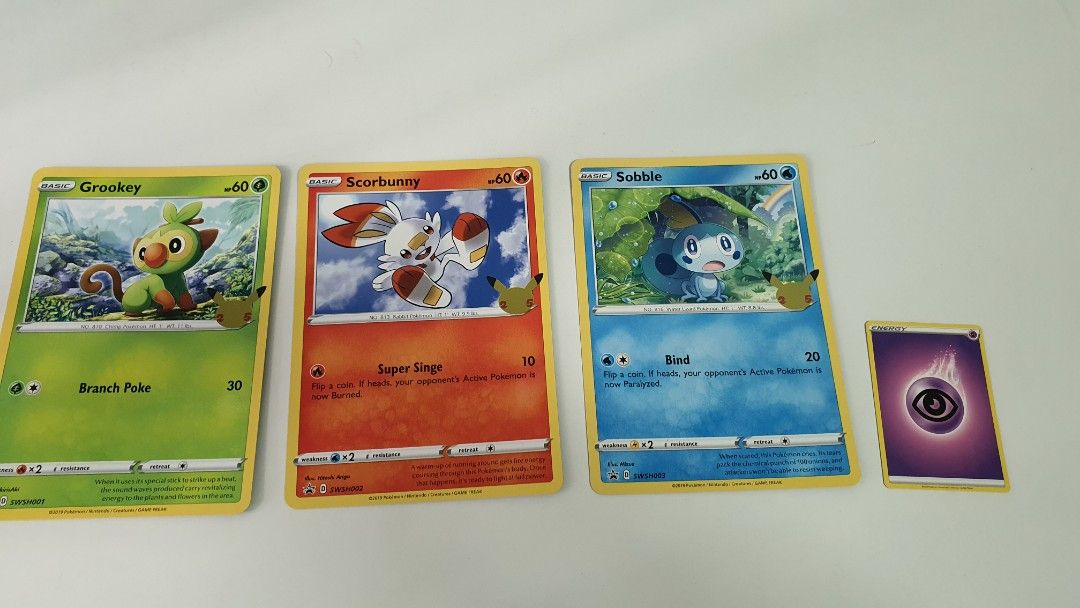 25th Anniversary Pokemon First Partner Cards Jumbo Grookey Sobble ...