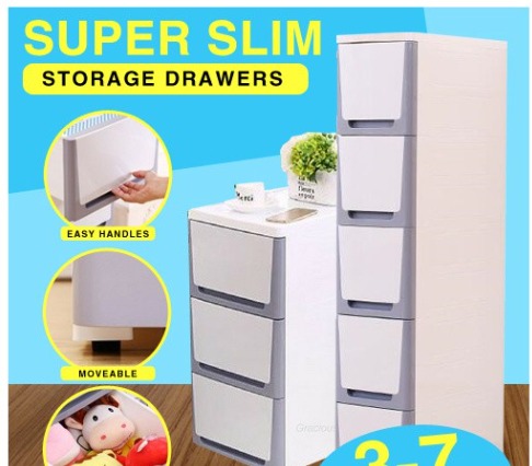3-7 Tiers Super Slim Plastic Storage Drawer Container (KNT0600 ...