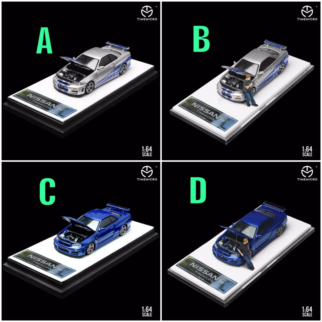 預訂 pre-order**** Time Micro TM 1:64合金模型。天際線Skyline GT-R R34 Z-Tune Fast & Furious 狂野時速 速度與激情, 預購 ...