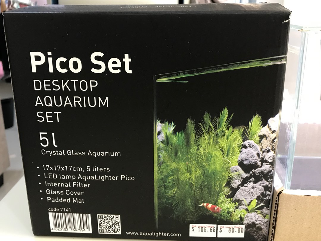 Aqualighter Pico Set Desktop Aquarium (5 litre) 17X17X17cm, Pet ...