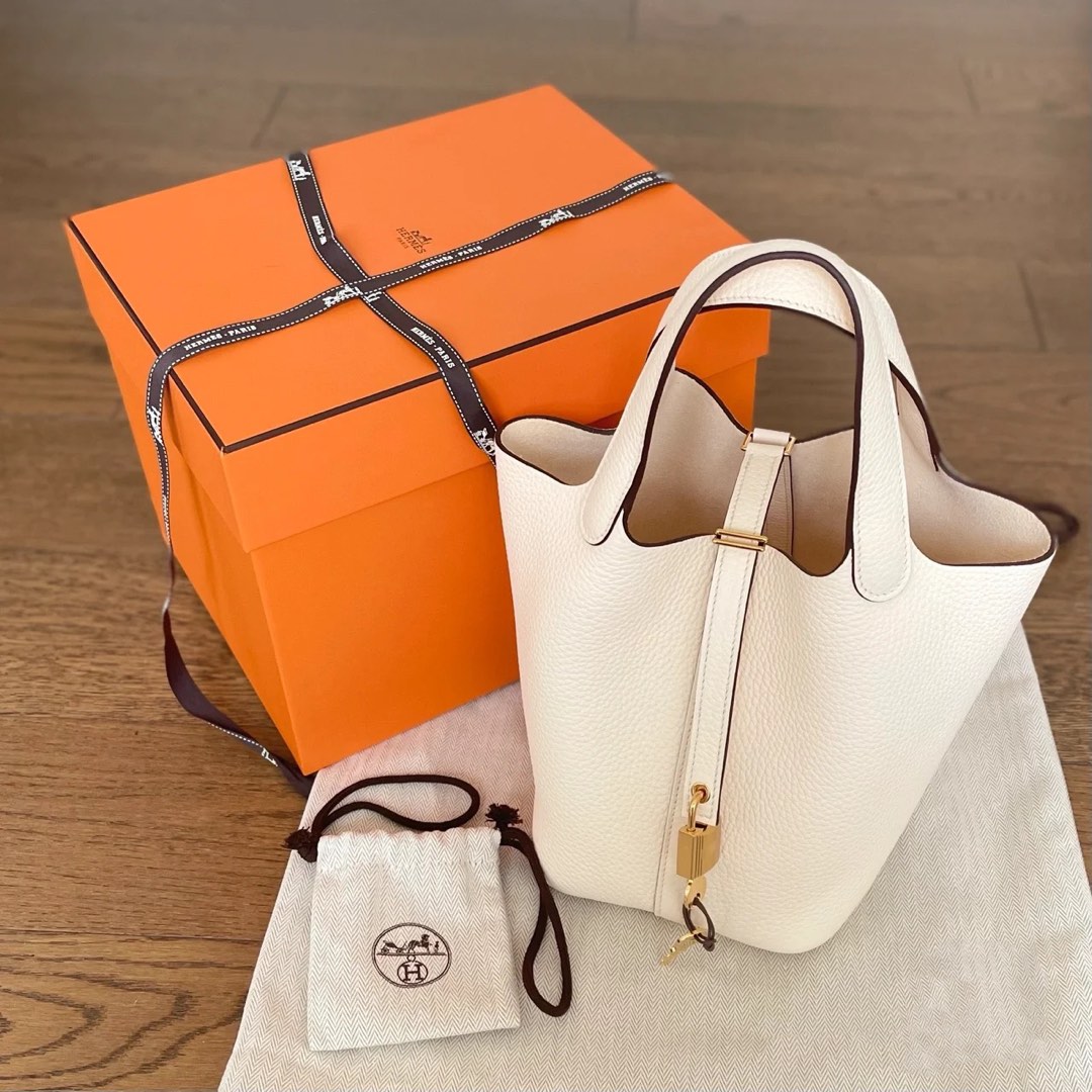 Authentic Hermes Picotin 18 Nata Gold hardware, Luxury, Bags & Wallets ...