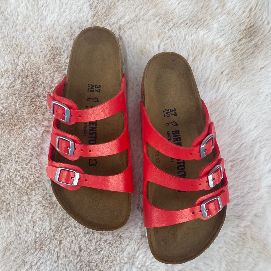 Birkenstock Florida Red 37RF, Women's Fashion, Footwear, Flats ...