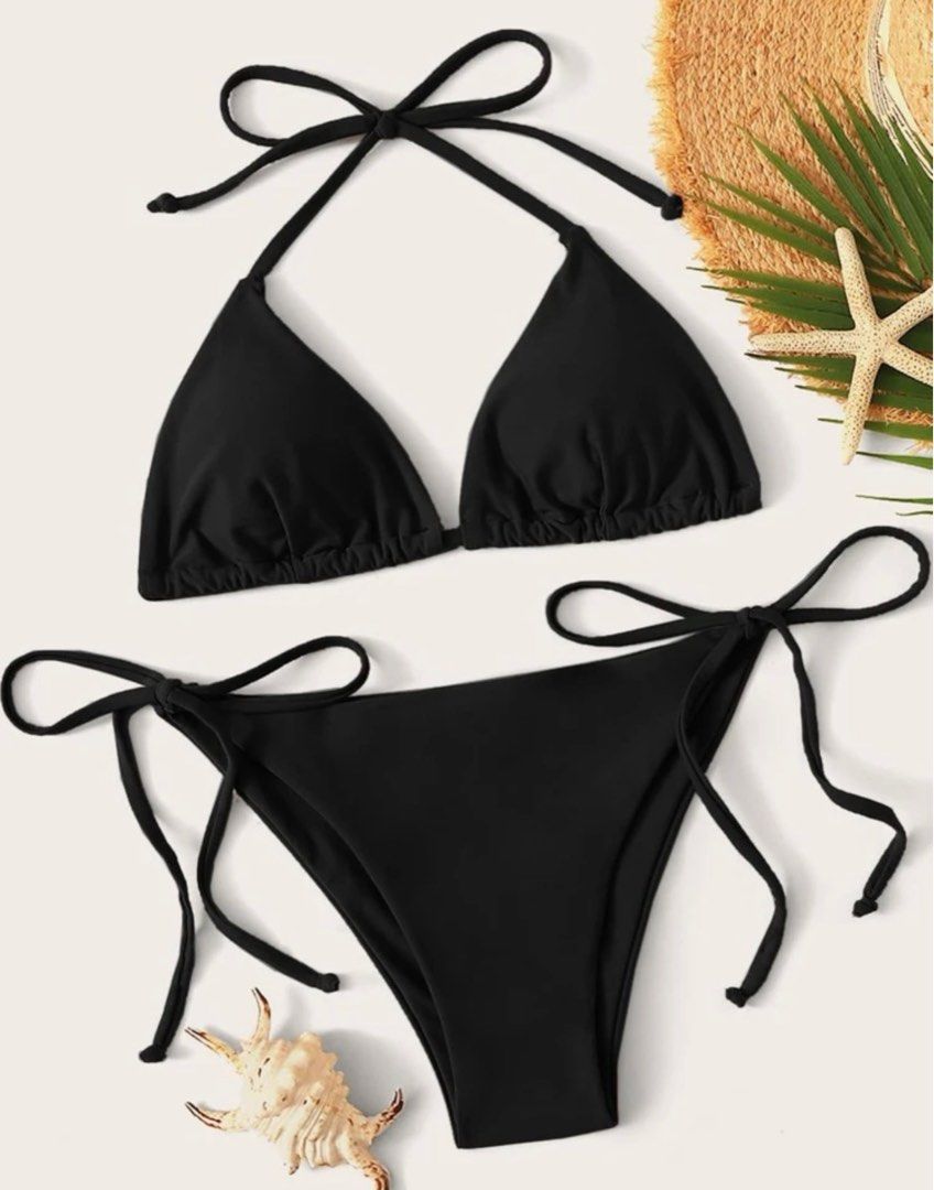 black bikini, Women's Fashion, Swimwear, Bikinis & Swimsuits on Carousell