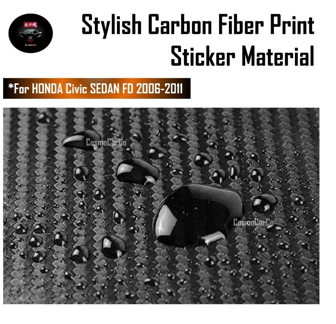 CARBON FIBER Design Car Window Pillar Sticker For HONDA Civic FD 8th ...