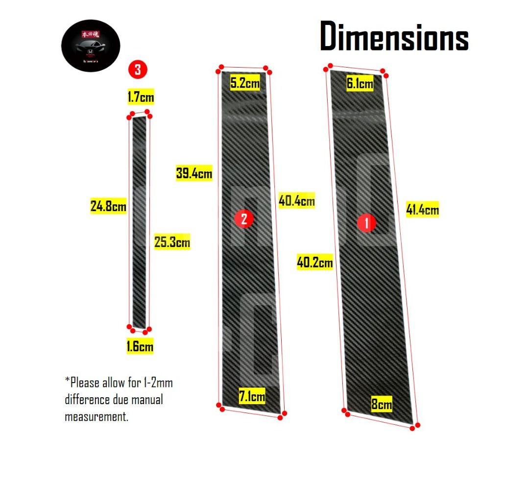 CARBON FIBER Design Car Window Pillar Sticker For HONDA Civic FD 8th ...