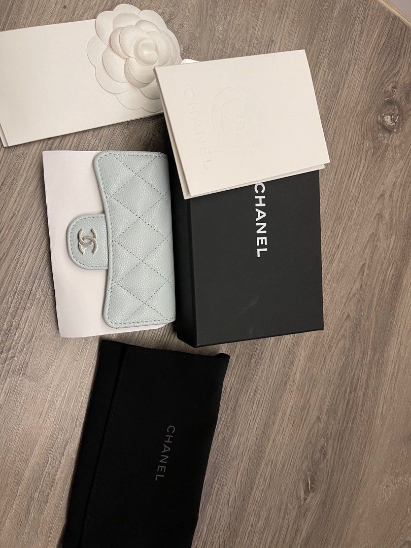 Chanel 21K Baby Blue Caviar card wallet - NON Nego, Women's Fashion ...