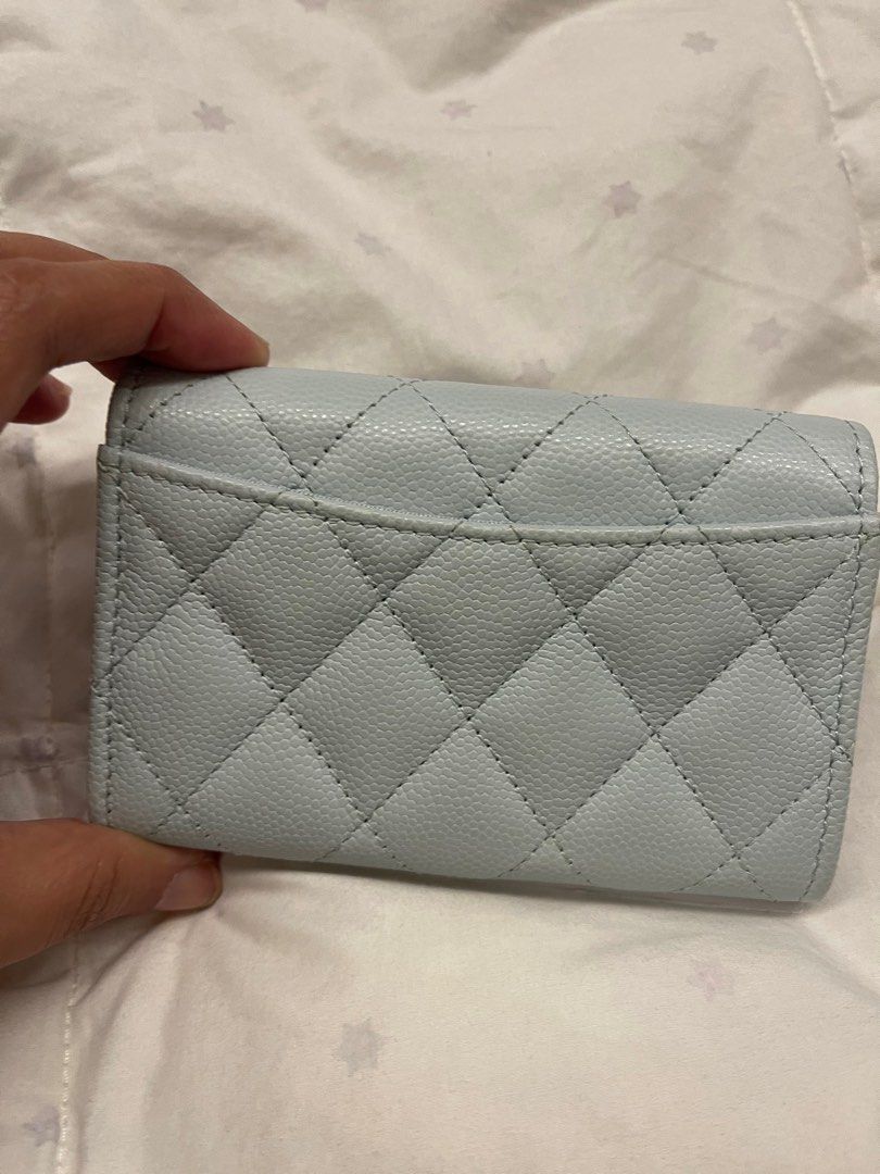 Chanel 21K Baby Blue Caviar card wallet - NON Nego, Women's Fashion ...