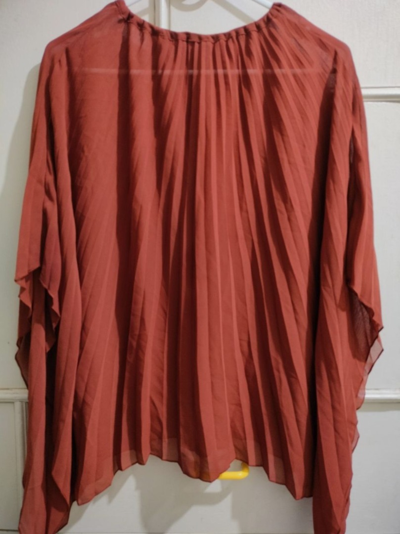 chiffon dark burnt orange / rust color top can fit up to XL, Women's ...