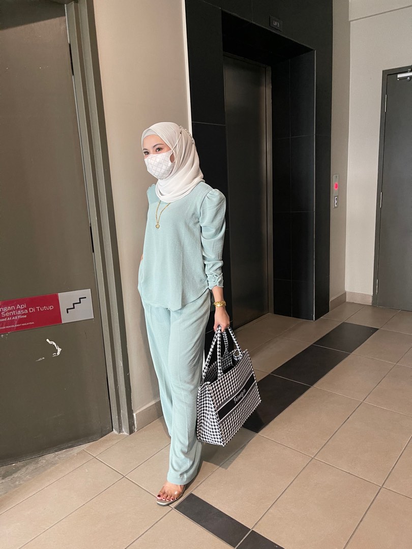 Dewi diary kylie set turquoise blue, Women's Fashion, Muslimah Fashion ...