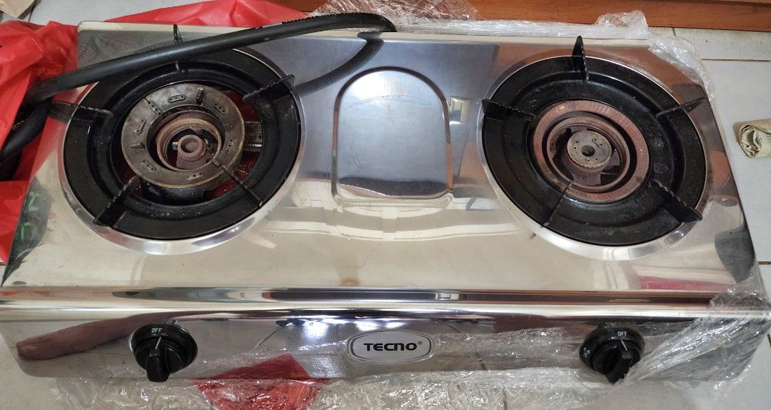 Double gas stove tecno 2 burner stainless steel table cooker, TV & Home ...