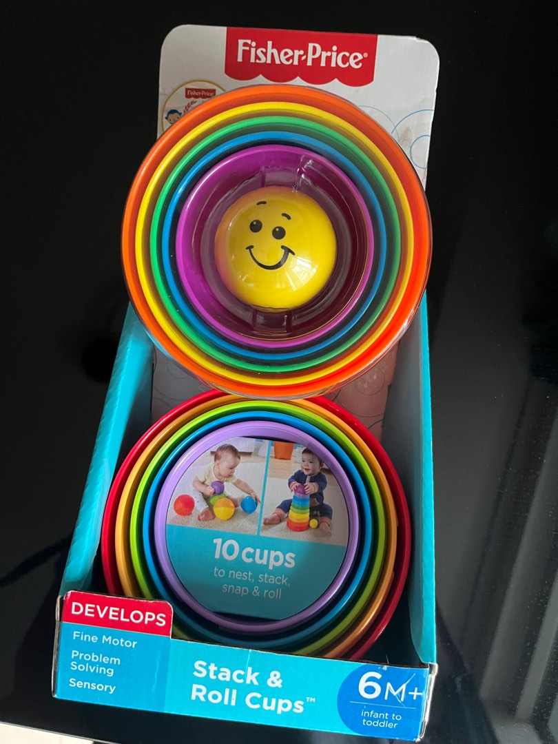 Fisher Price Stack & Roll Cups, 兒童＆孕婦用品, 嬰兒玩具 - Carousell