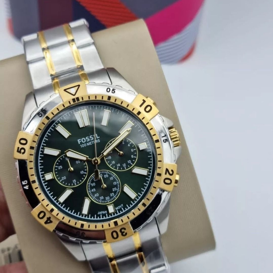 Fossil FS5622 Garrett Chronograph Green Dial Two-Tone Stainless-Steel ...