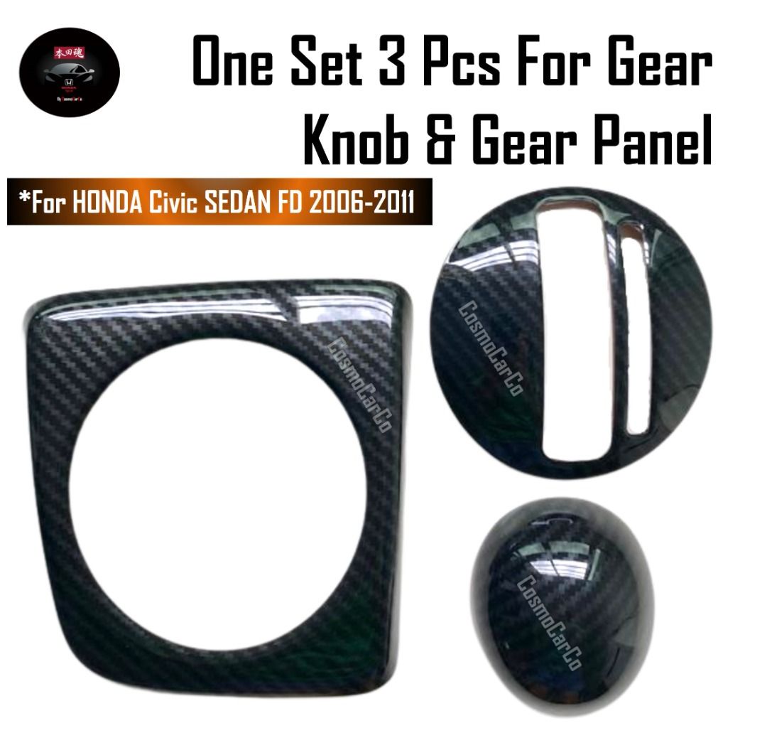 HONDA Civic FD Car Gear Knob & Panel Cover CARBON FIBER Print Right ...