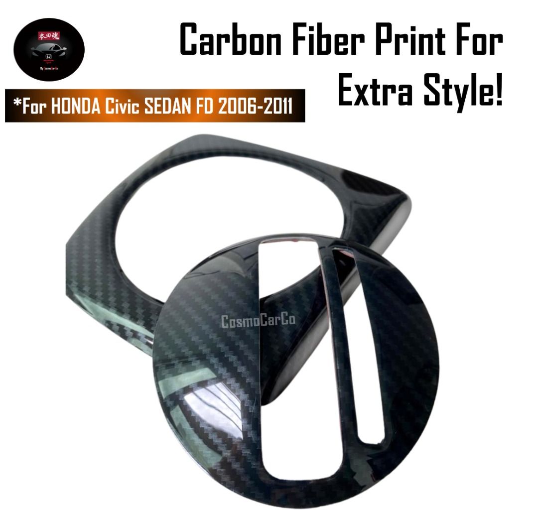 HONDA Civic FD Car Gear Knob & Panel Cover CARBON FIBER Print Right ...
