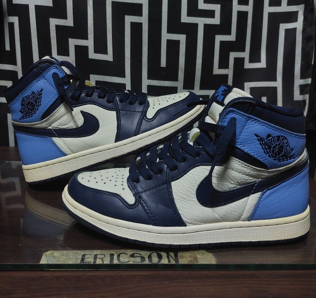Jordan 1 og high obsidian, Men's Fashion, Footwear, Sneakers on Carousell