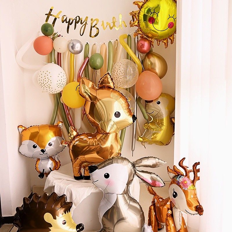 Jungle forest themed birthday party aluminum foil animal balloon deer ...