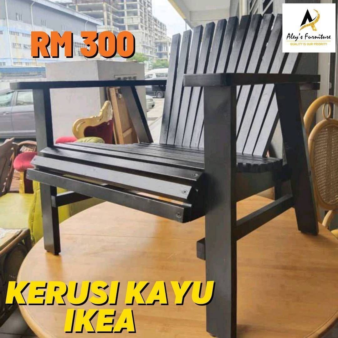 Kerusi Kayu Ikea, Furniture & Home Living, Furniture, Chairs on Carousell