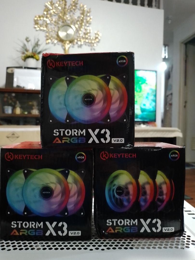 Keytech Storm X3 V2 3in1 Fan Kit wih hub and remote, Computers & Tech ...