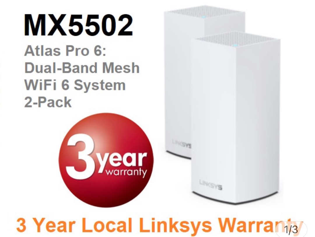 Linksys MX5502 Atlas Pro 6: AX5400 Dual-Band Mesh WiFi 6 System ( Pack of 2 ) - WiFi 6 MESH ...