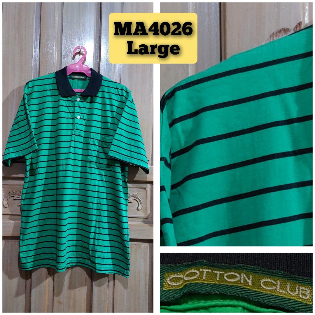 MA4026 Cotton Club Black & Green Striped Polo Shirt - Large - Few Signs ...