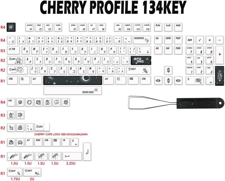 MOLGRIA Space Keycaps 134 Set PBT Cherry Profile Keycaps with JP Font ...