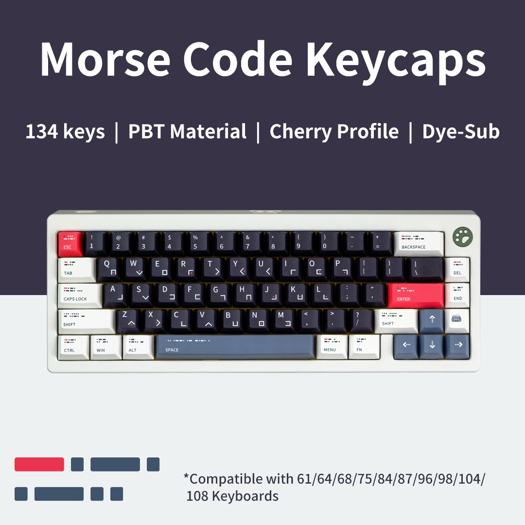 [SG Local Stock] Morse Code Keycaps | 134 Keys | Cherry Profile | PBT Dye-Sub | Royal Kludge ...