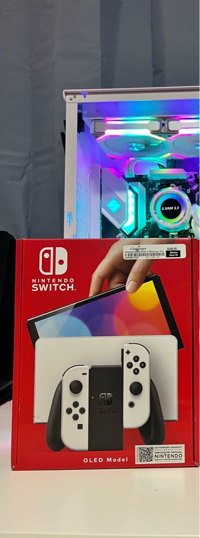 Nintendo Switch OLED Console (White Dock with Neon Purple & Neon Orange ...