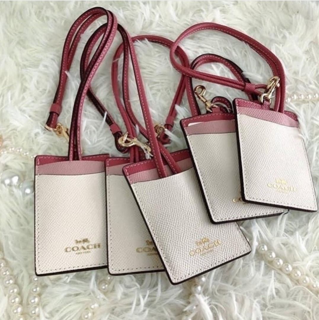 Original Coach ID Lanyard In Crossgrain Leather Colorblock In Chalk ...