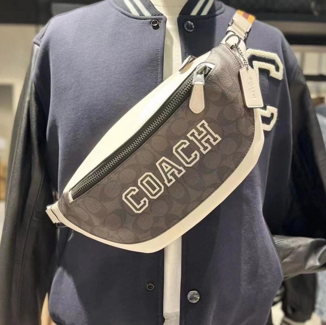 Original Coach Warren Belt Bag In Signature Canvas With Varsity Motif ...