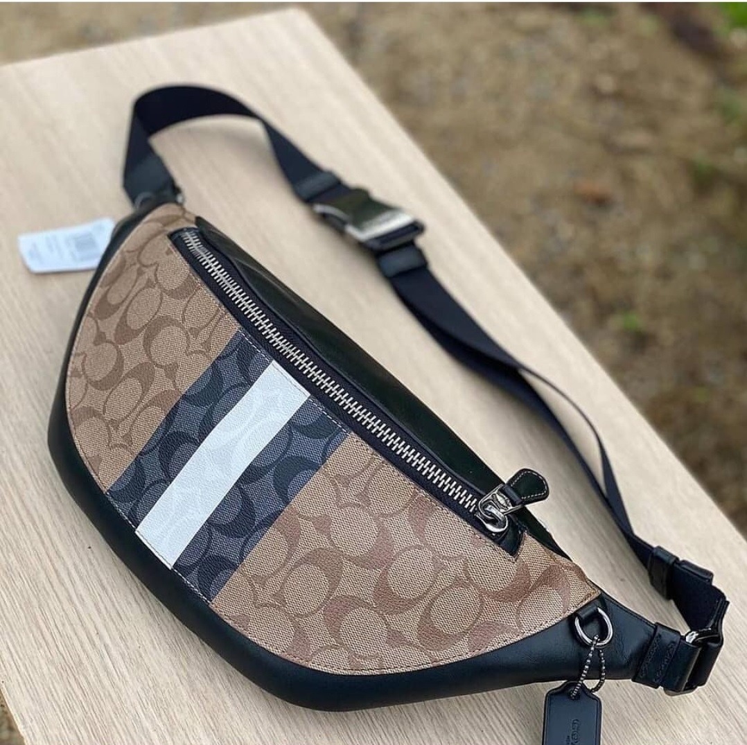 Original Coach Warren Belt Bag In Signature Canvas With Varsity Stripe ...