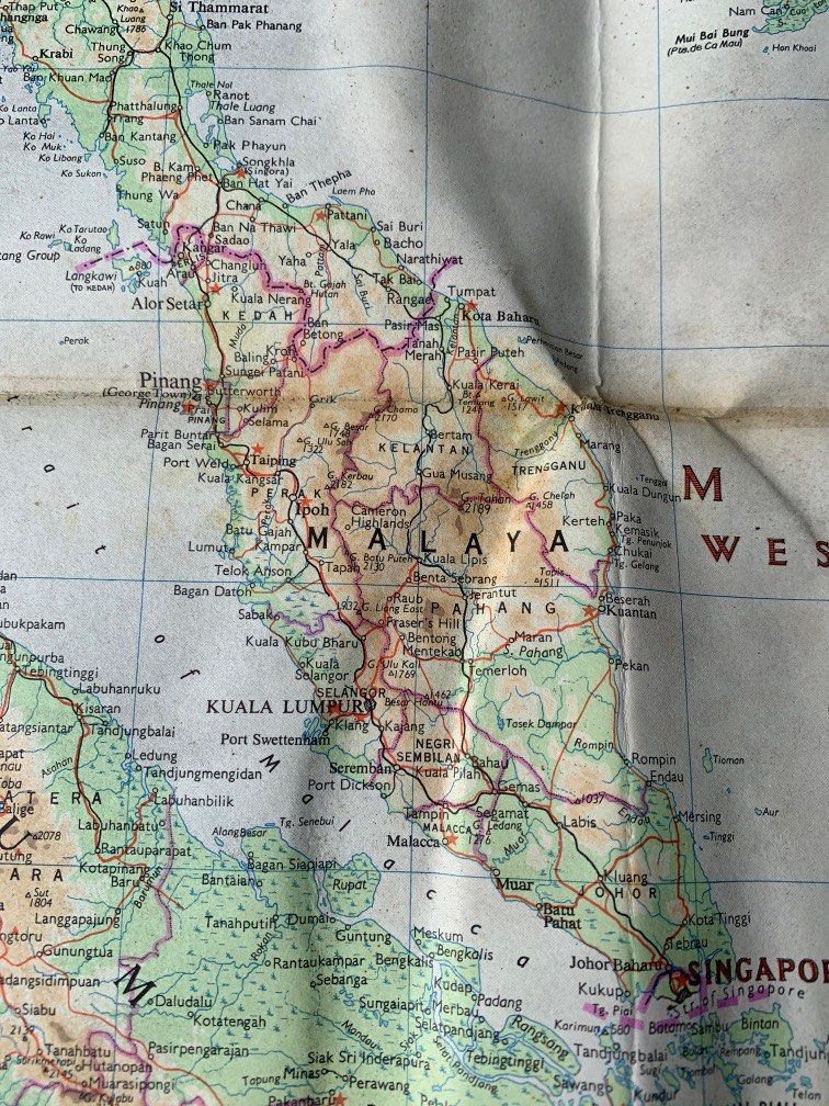 Peta Malaya vintage ( 39.5 x 29 inch ), Hobbies & Toys, Collectibles ...