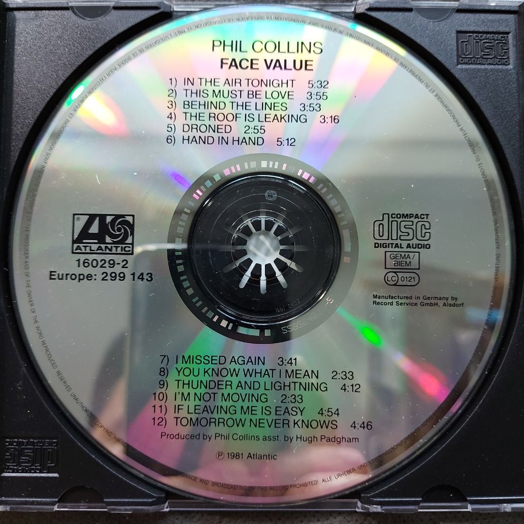 pHiL CoLLins (首張專輯) - Face VaLue CD (81年 made in GERMANY), 興趣及遊戲, 音樂、樂器 ...